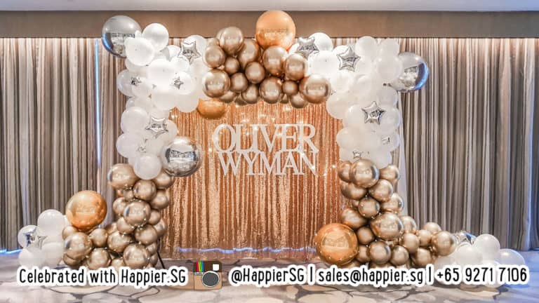 Chrome Square Balloon Arch & Backdrop Decoration Singapore
